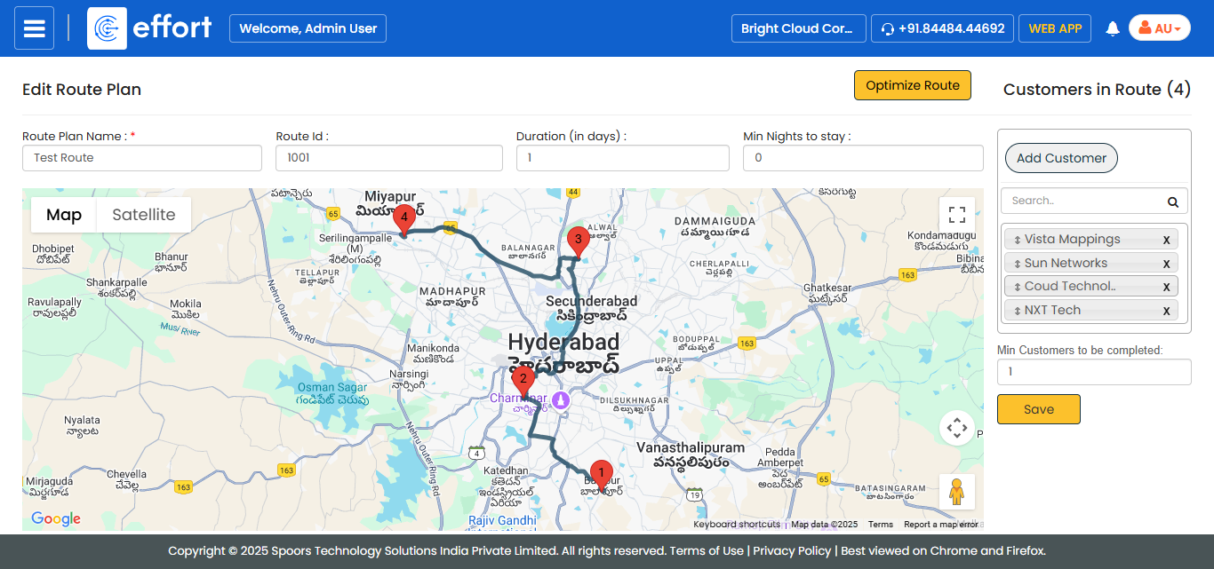 Optimize a Route Plan