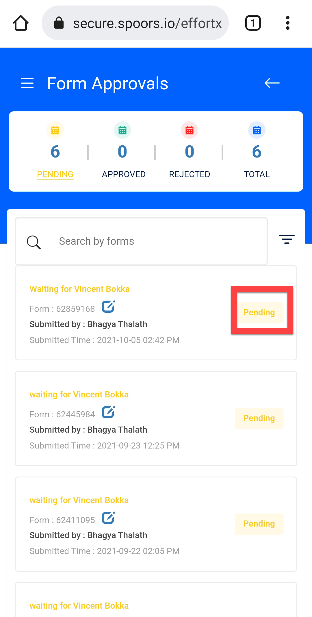 Check Form Approval Status